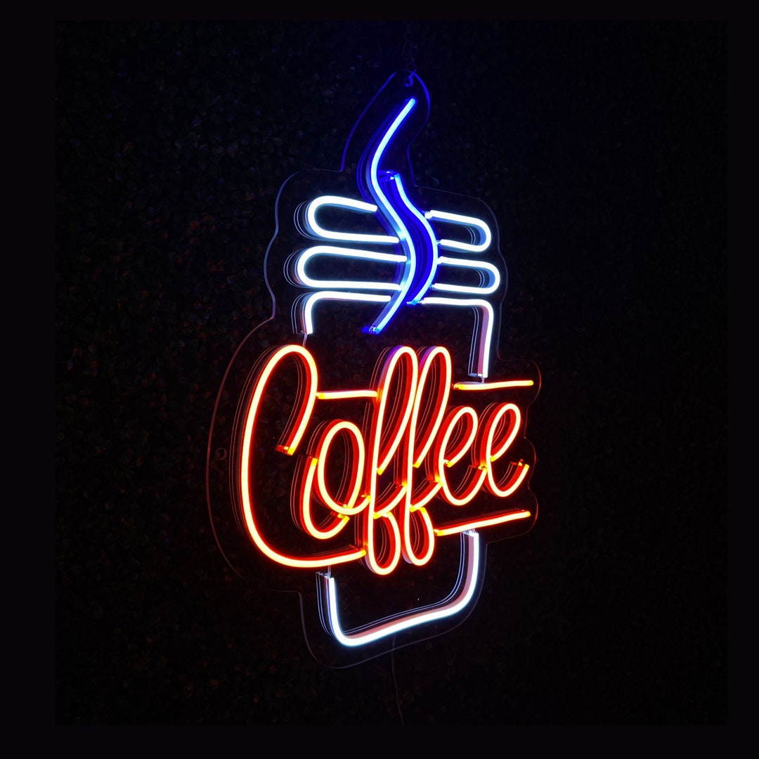 Coffee Neon Sign Custom Coffee Shop Neon Sign Business Logo Neon Wall ...