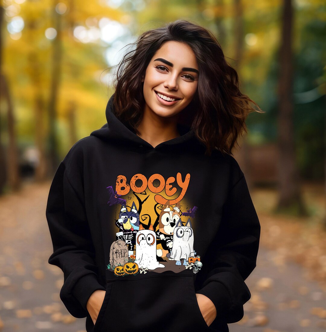 Booey Funny Halloween Hoodie, Retro Bluey Halloween Sweat, Spooky ...