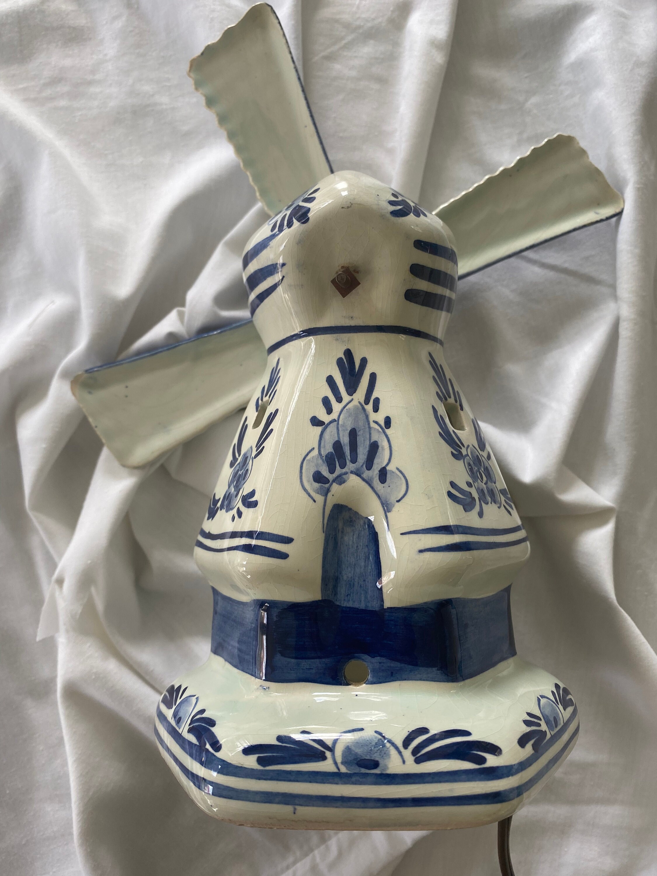 Vintage Delft Dutch Blauw Windmill Votive Earthenware Ceramic Lamp ...