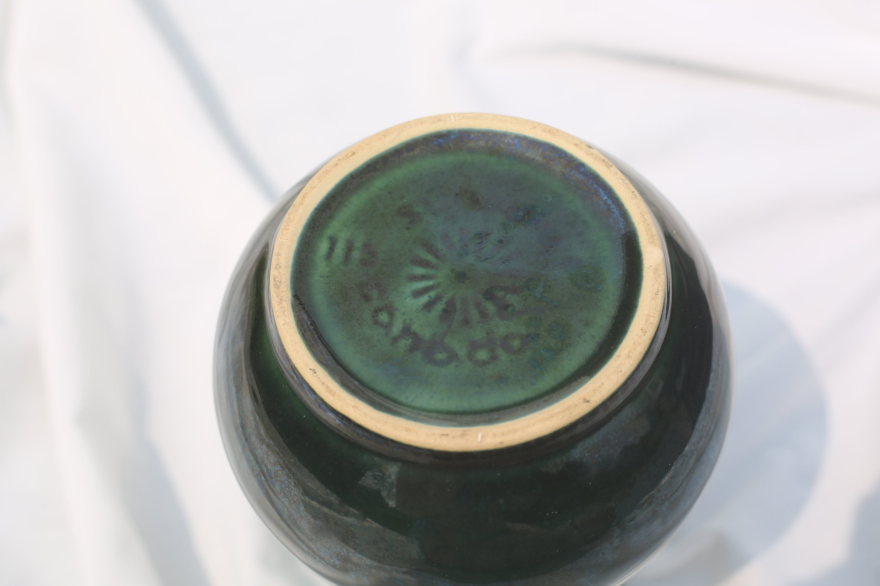 Vintage 60s MCM Art Pottery Sunburst Canada Ceramic Vase Green Teal ...