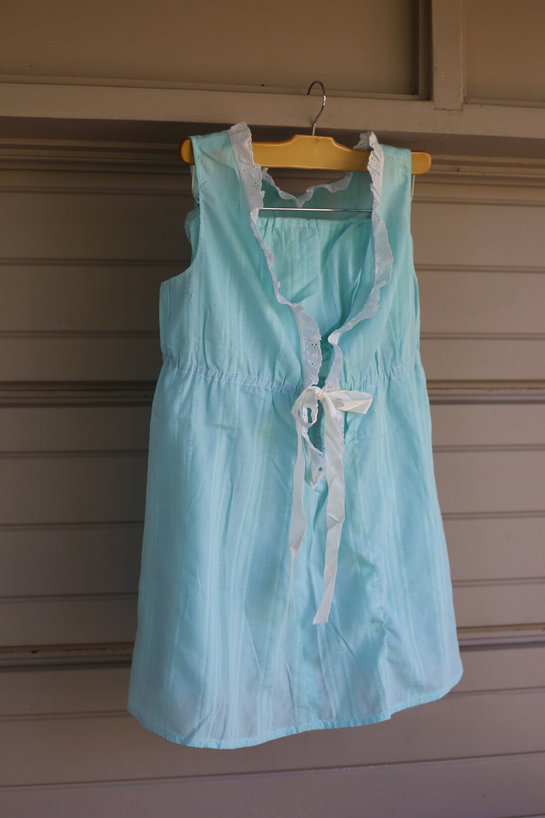 Vintage 50s 60s Babydoll Pin up Lingerie Set Baby Blue White Lace S M ...