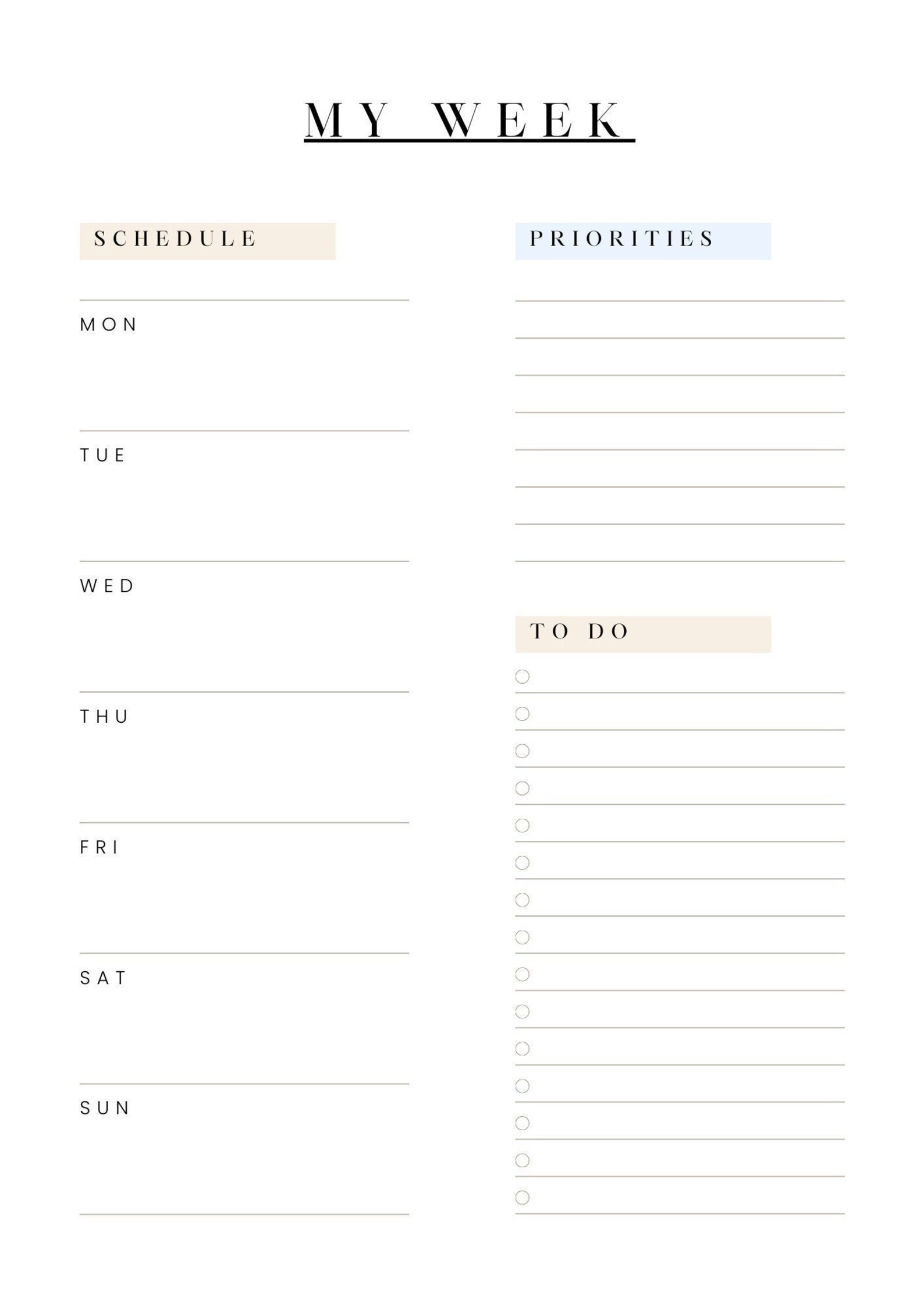 Minimalist Simple Weekly Planner - Etsy