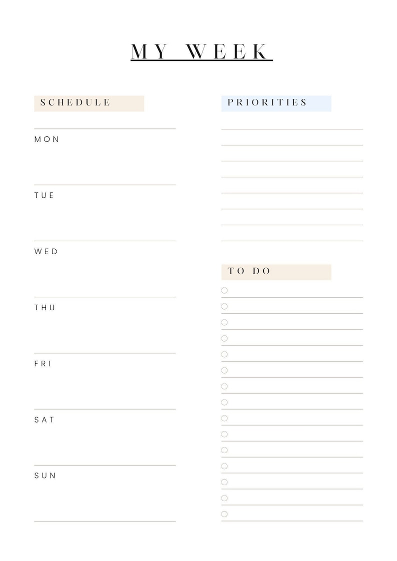 Minimalist Simple Weekly Planner - Etsy