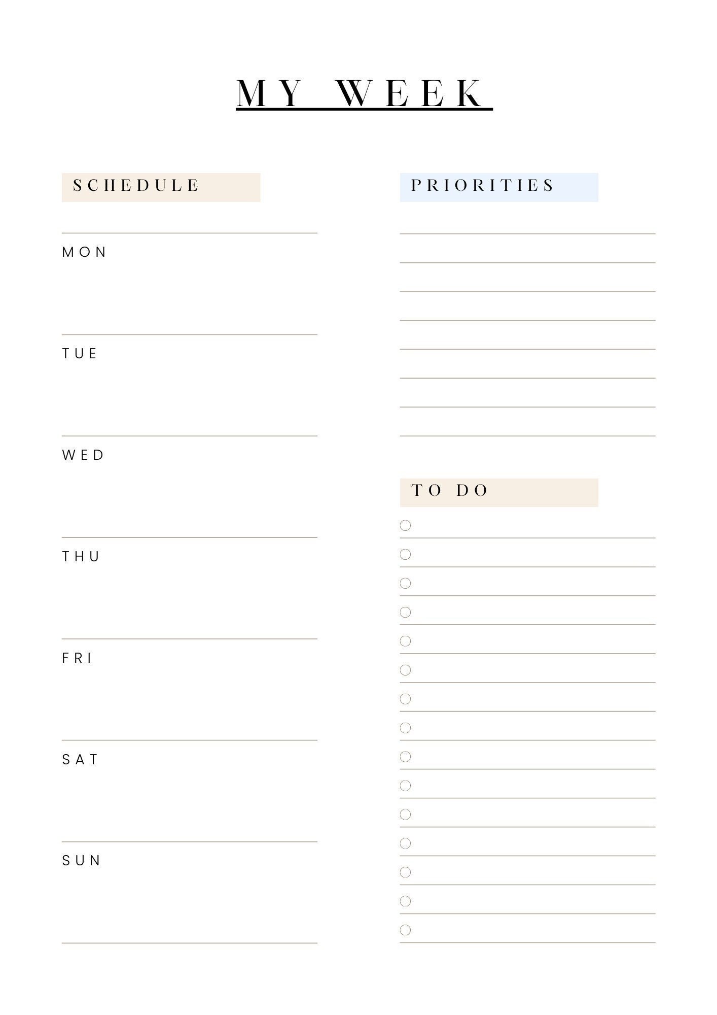 Minimalist Simple Weekly Planner - Etsy