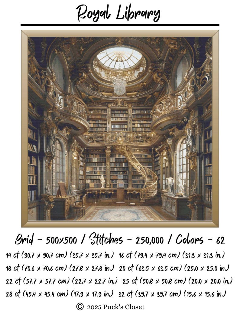 Royal Palace Library - Digital Download PDF Cross Stitch Pattern - Etsy