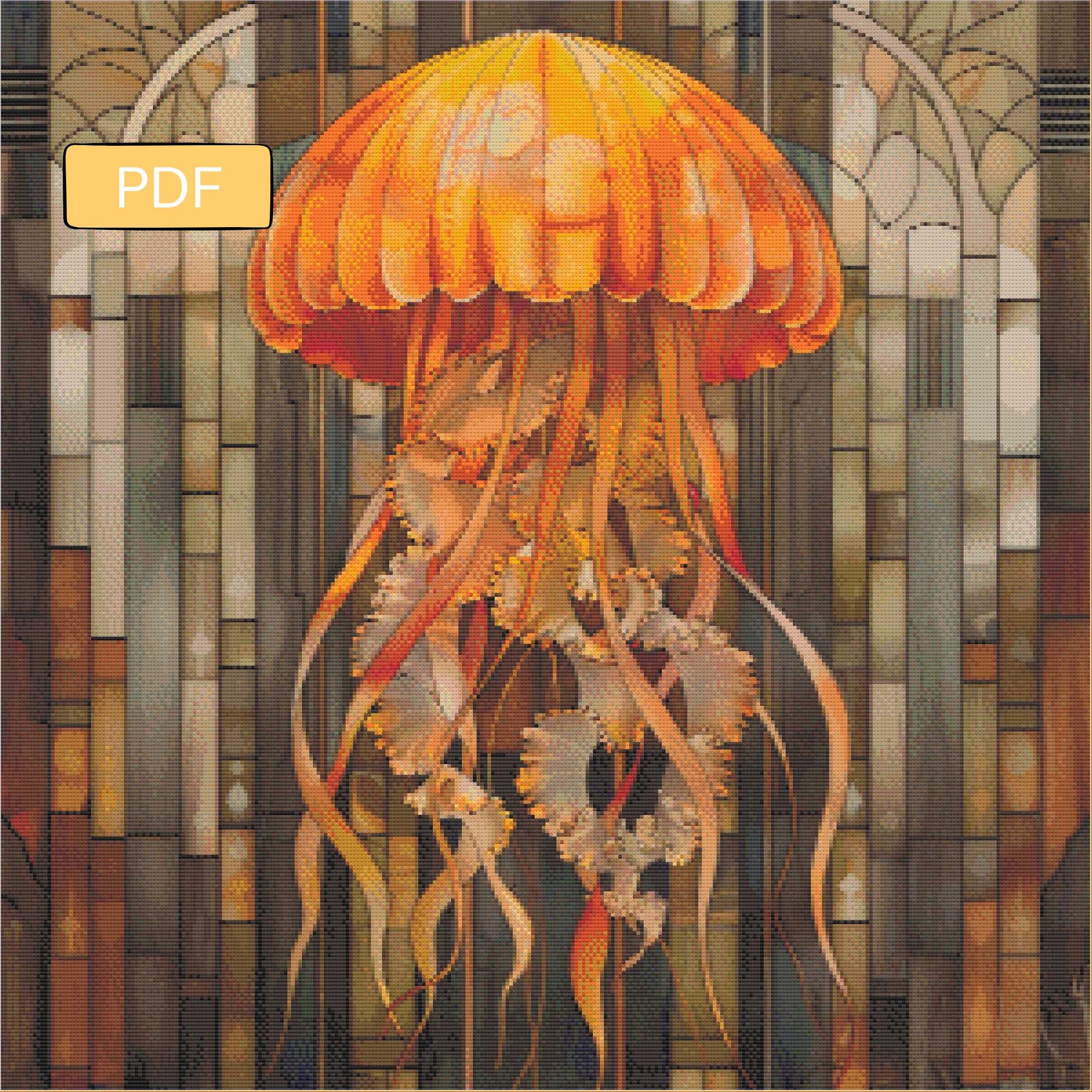 Art Deco Jellyfish #1 - Part of a Trio of AD Jellies - Digital Download ...
