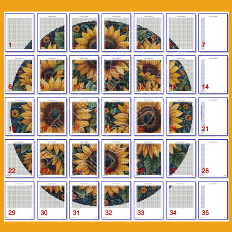 Circular Sunflowers - Digital Download PDF Cross Stitch Pattern - Etsy