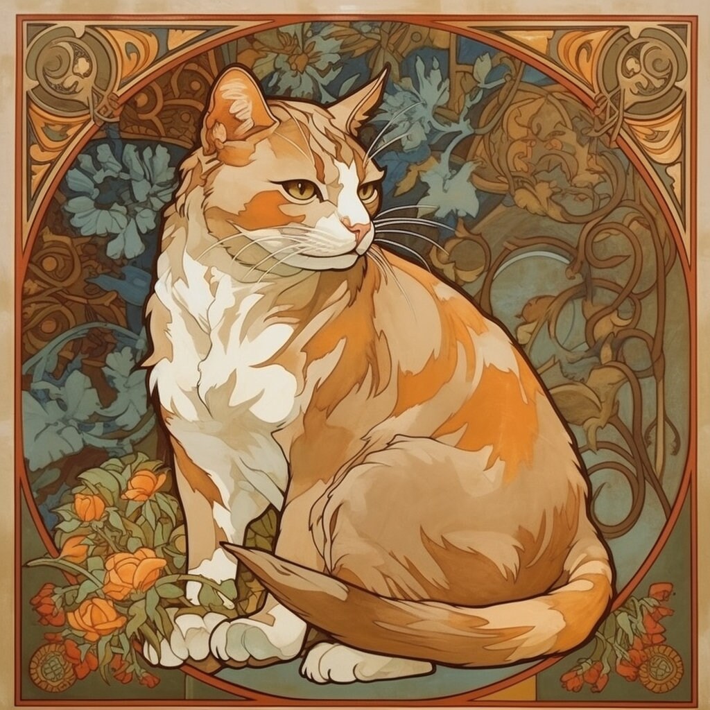 Alphonse Mucha Inspired Cat #1 Digital Download Cross Stitch Pattern - Etsy