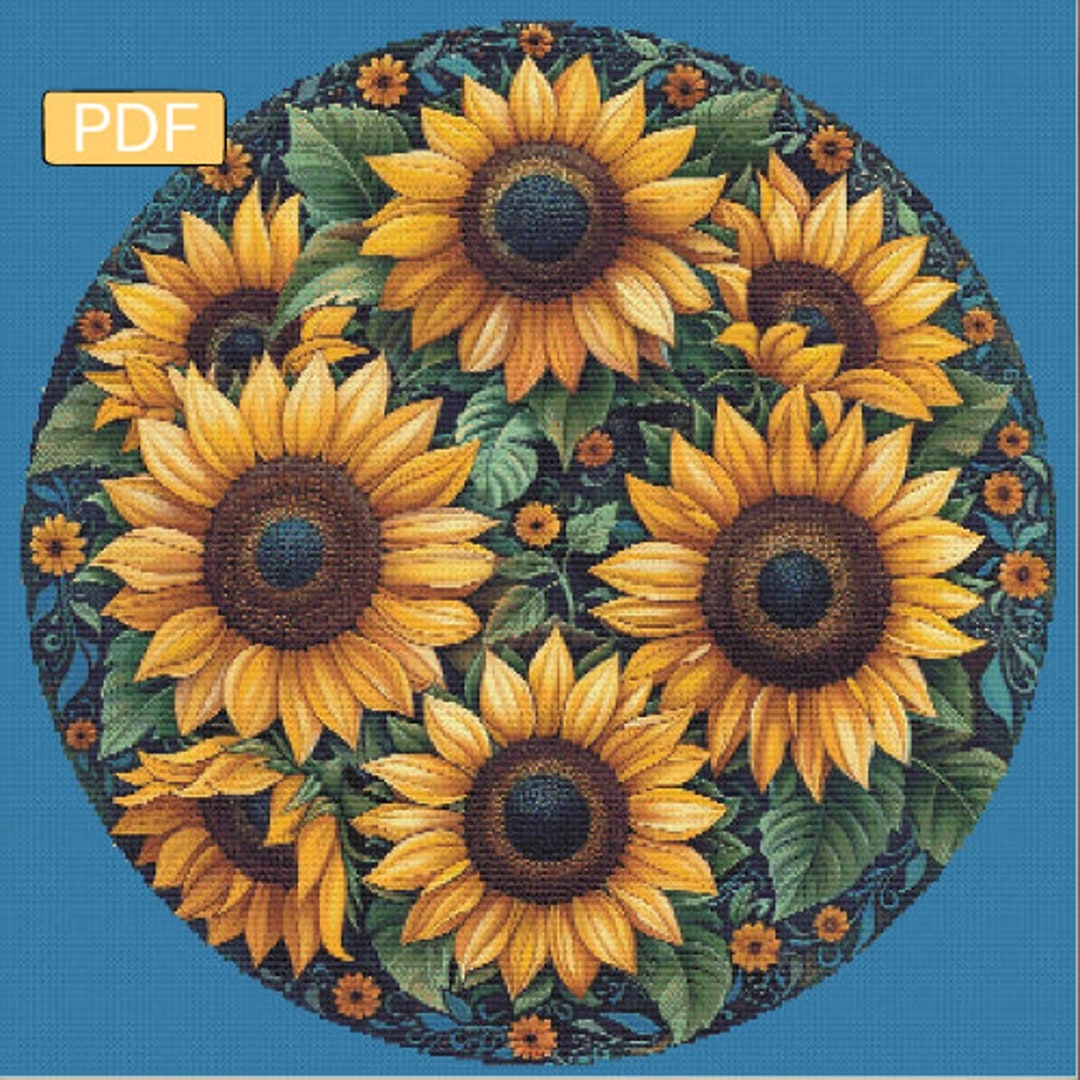 Circular Sunflowers - Digital Download PDF Cross Stitch Pattern - Etsy