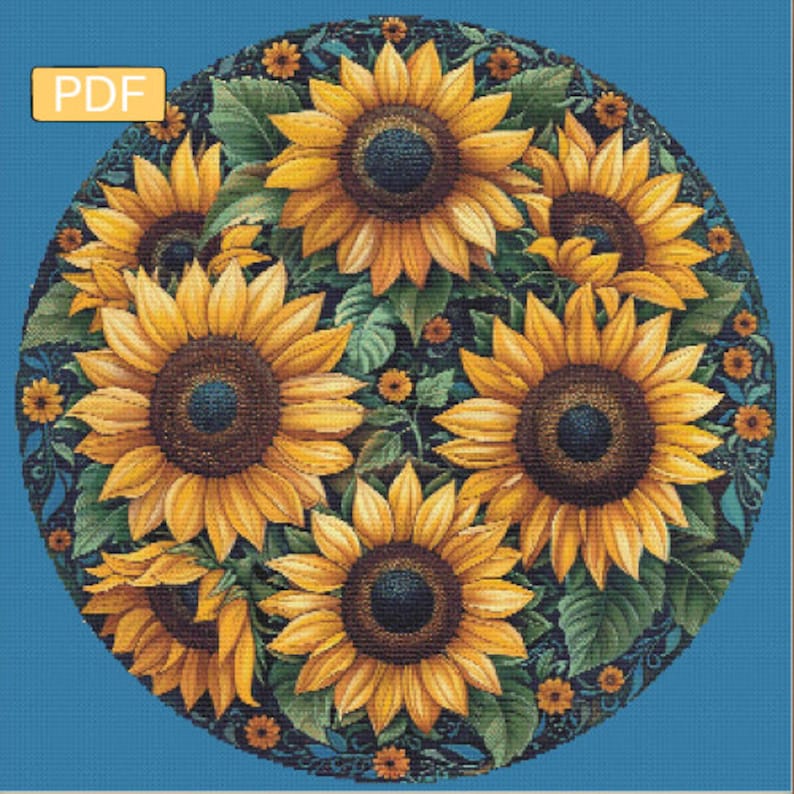 Circular Sunflowers - Digital Download PDF Cross Stitch Pattern - Etsy