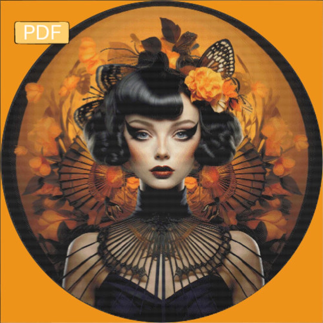 Art Deco Halloween Beauty #2 - Digital Download/pdf Cross Stitch ...