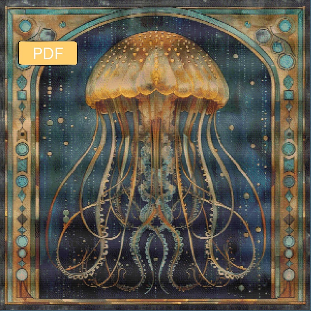 Art Deco Jellyfish #2 - Part of a Trio of AD Jellies - Digital Download ...