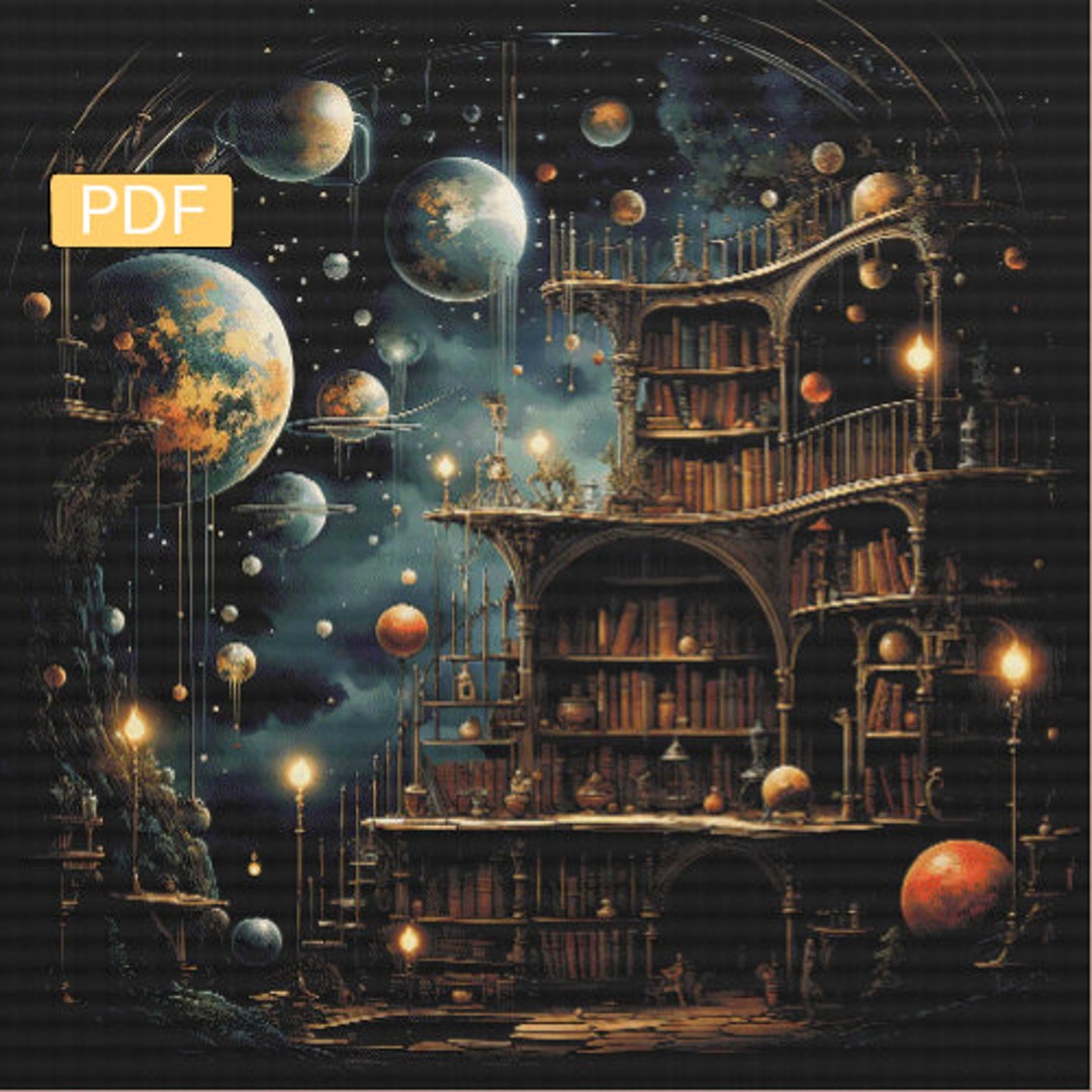 Celestial Library - Digital Download PDF Cross Stitch Pattern - Etsy