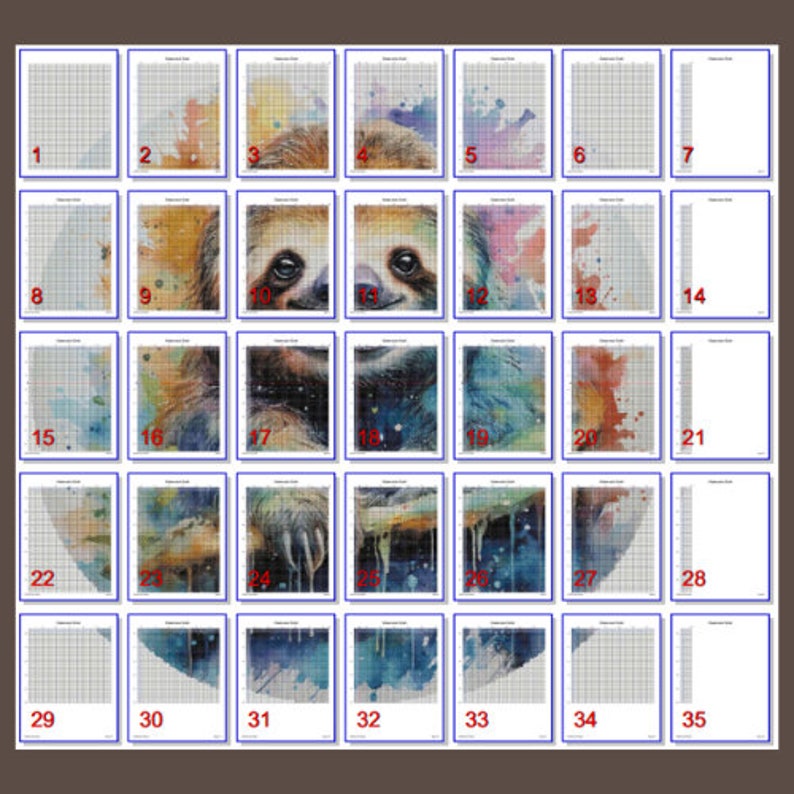 Watercolor Sloth - Digital Download Cross Stitch Pattern - Etsy