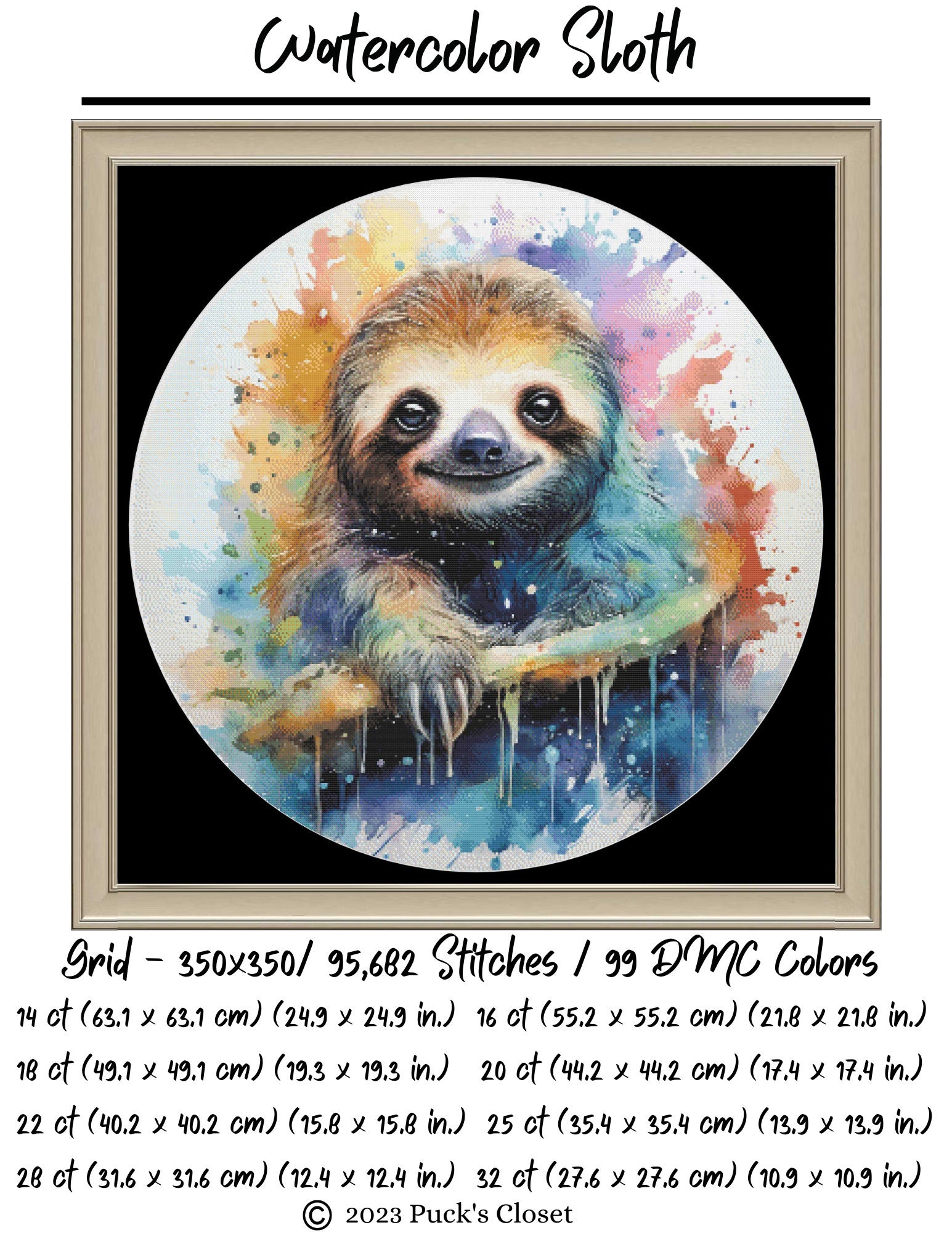 Watercolor Sloth - Digital Download Cross Stitch Pattern - Etsy