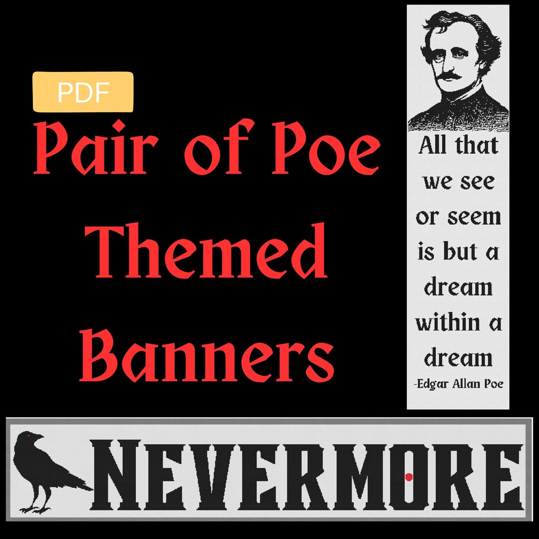 Pair of Edgar Allan Poe Inspired Banners - Digital Download/pdf Cross ...