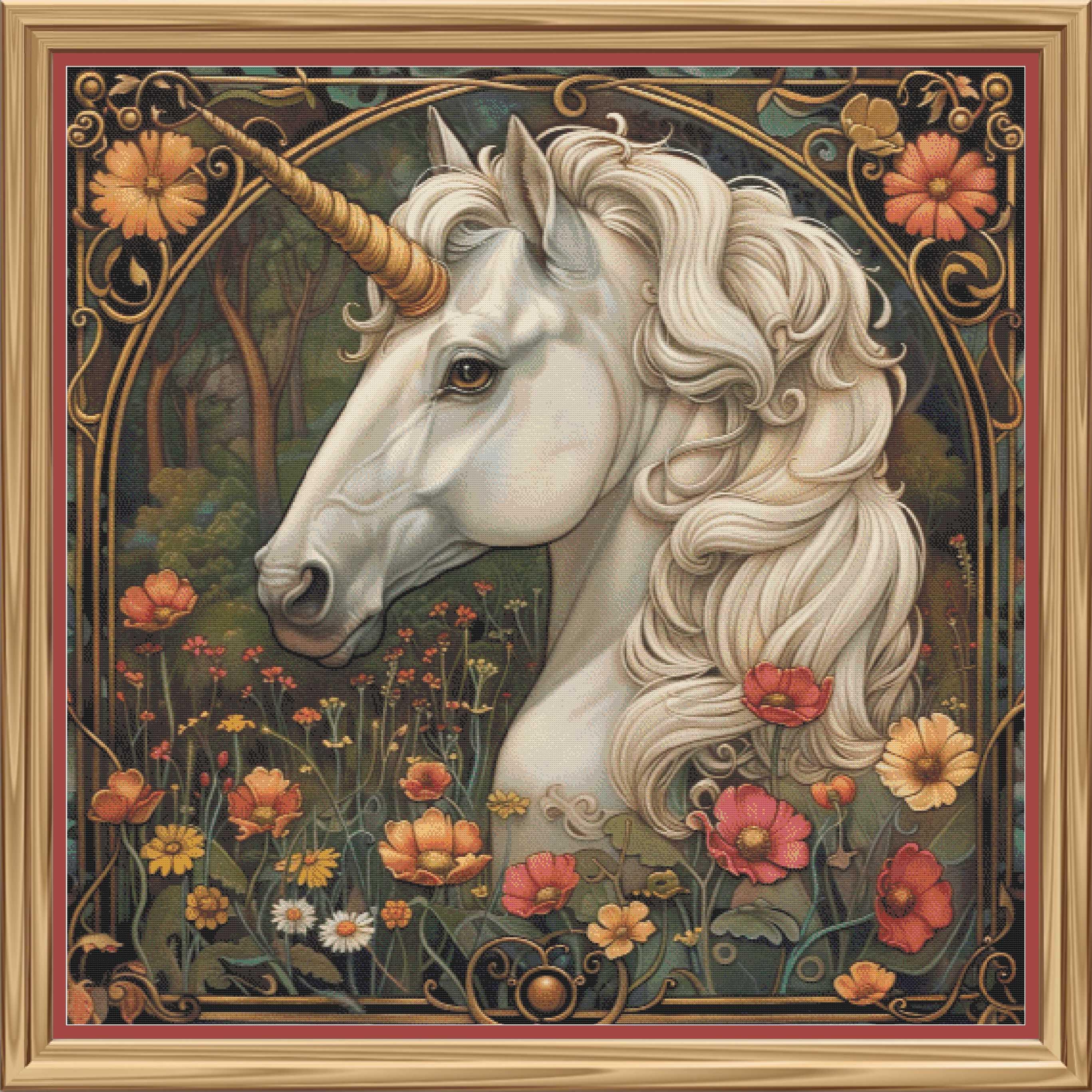 Art Nouveau Unicorn - Digital Download PDF Cross Stitch Pattern - Etsy