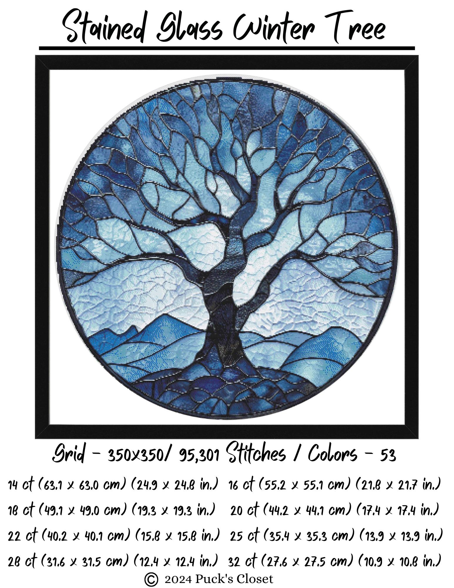 Stained Glass Tree - Winter - Digital Download PDF Cross Stitch Pattern ...
