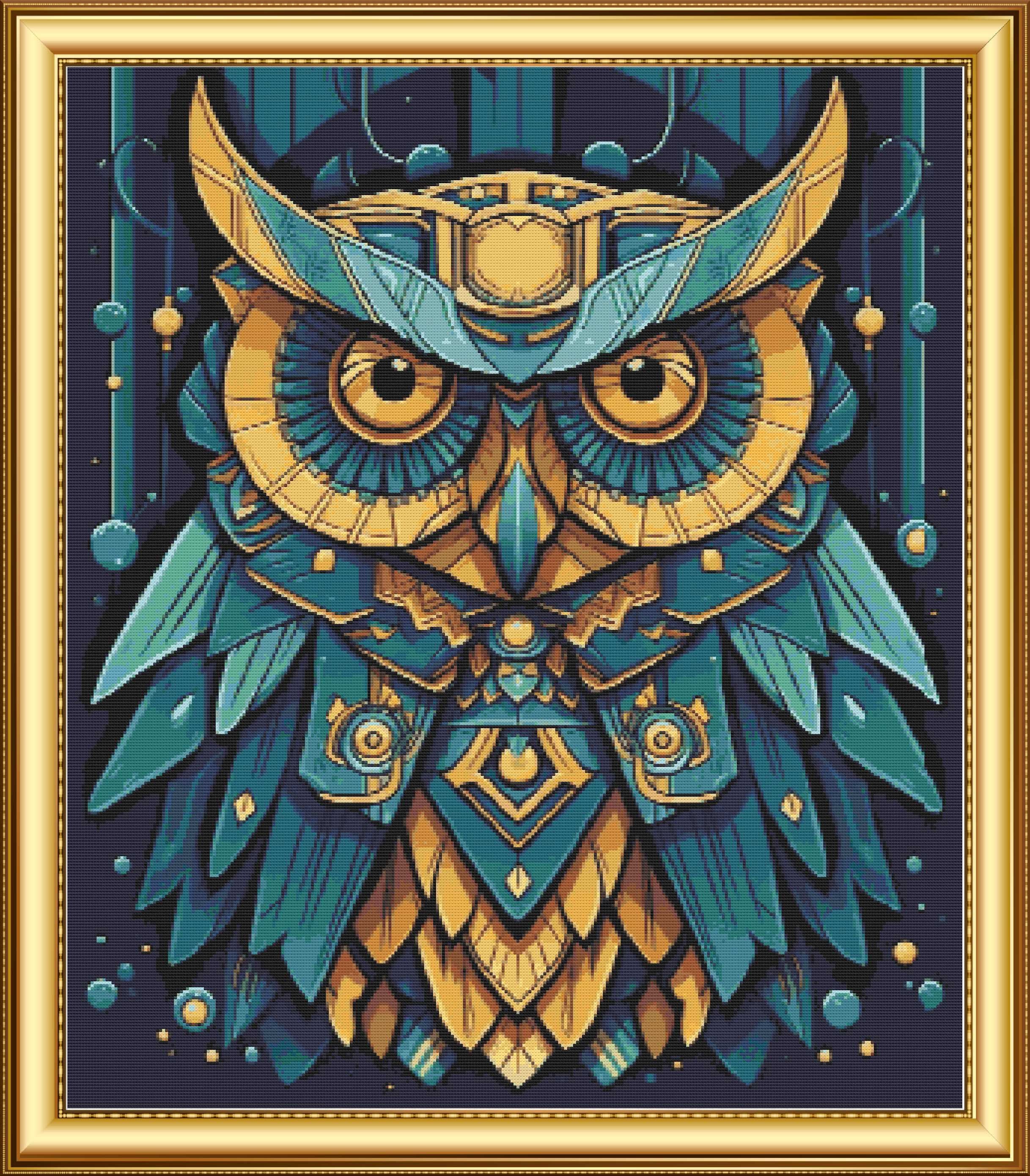 Teal & Gold Owl Digital Download PDF Cross Stitch Pattern - Etsy