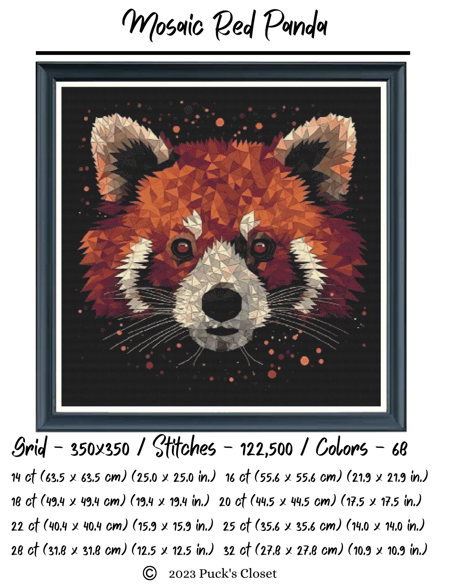 Red Panda Mosaic - Digital Download Cross Stitch Pattern - Etsy