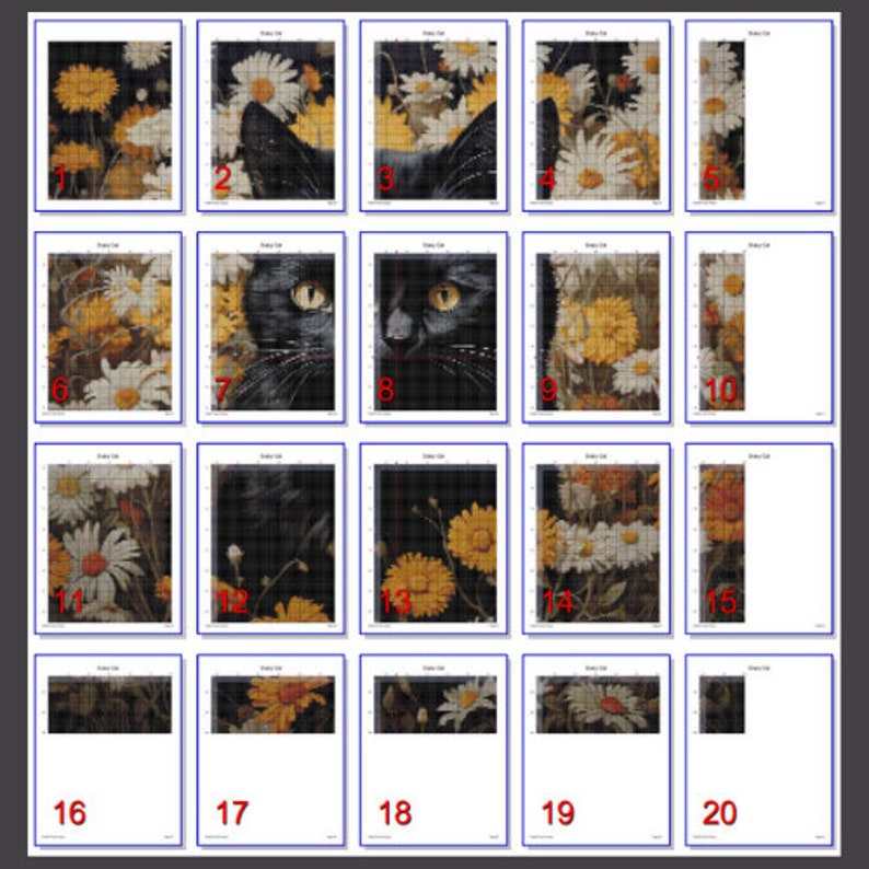 Daisy Cat - Digital PDF Downloadable Cross Stitch Pattern - Etsy