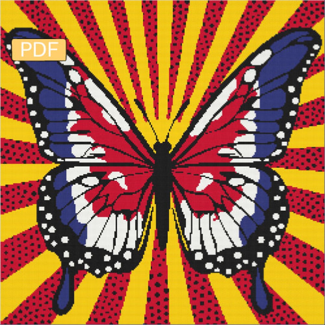 Easy Pop Art Butterfly - Digital Download Cross Stitch Pattern - Etsy