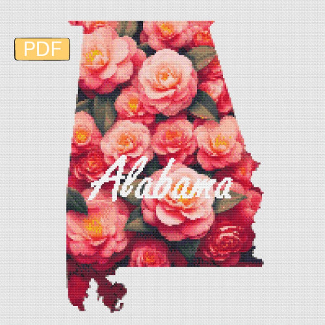 Flowery States - Alabama - Digital Download PDF Cross Stitch Pattern - Etsy