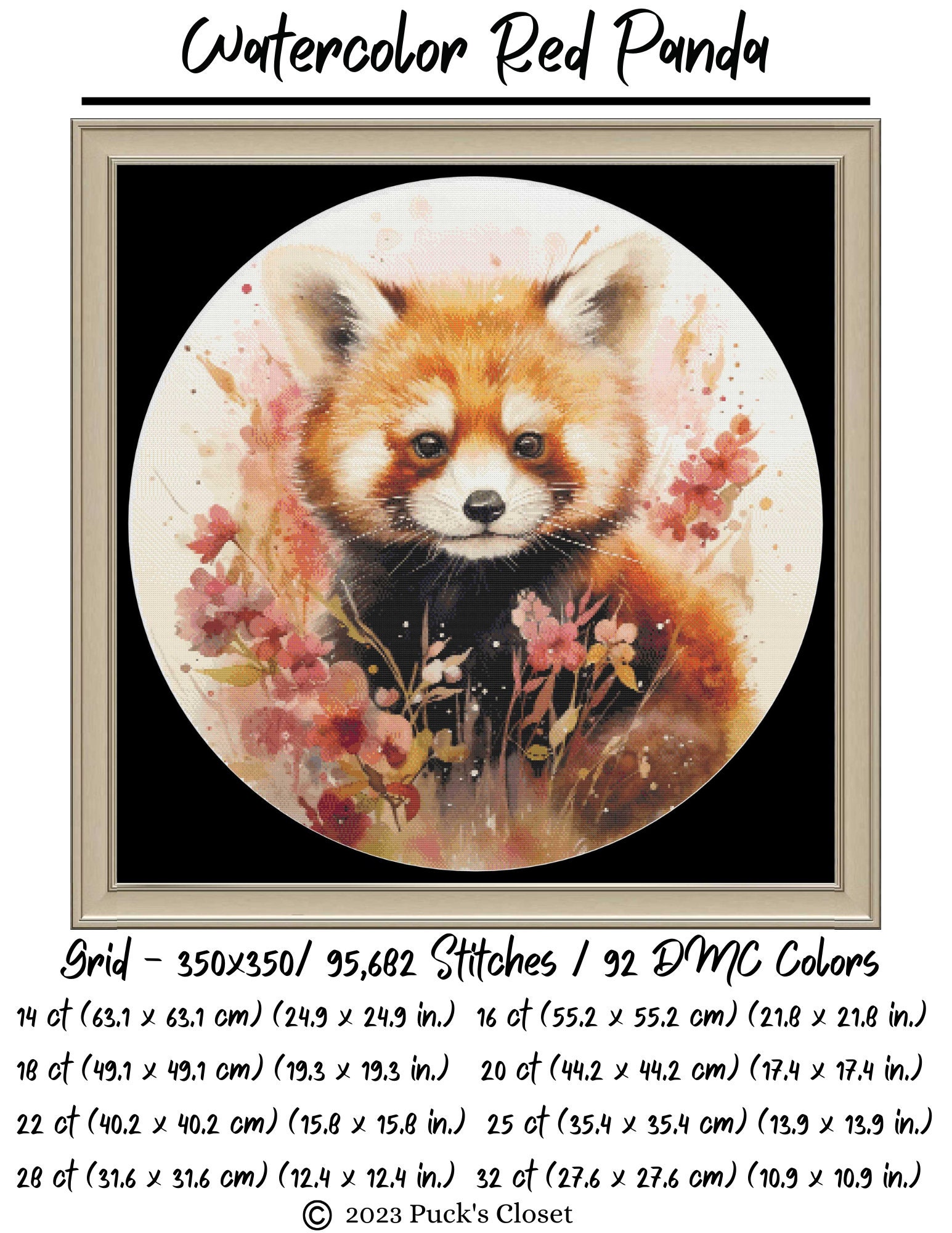 Watercolor Red Panda - Digital Download PDF Cross Stitch Pattern - Etsy