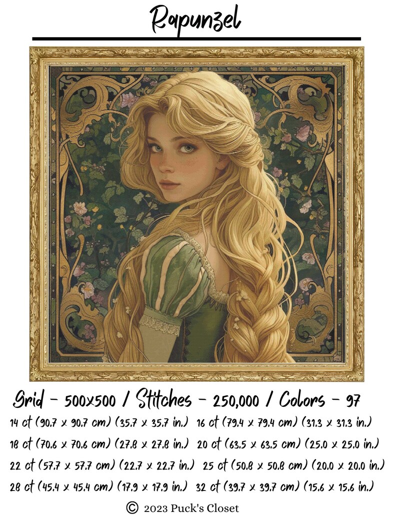 Rapunzel (fairy Tale Series #2) - Digital Download PDF Cross Stitch Pattern - Etsy