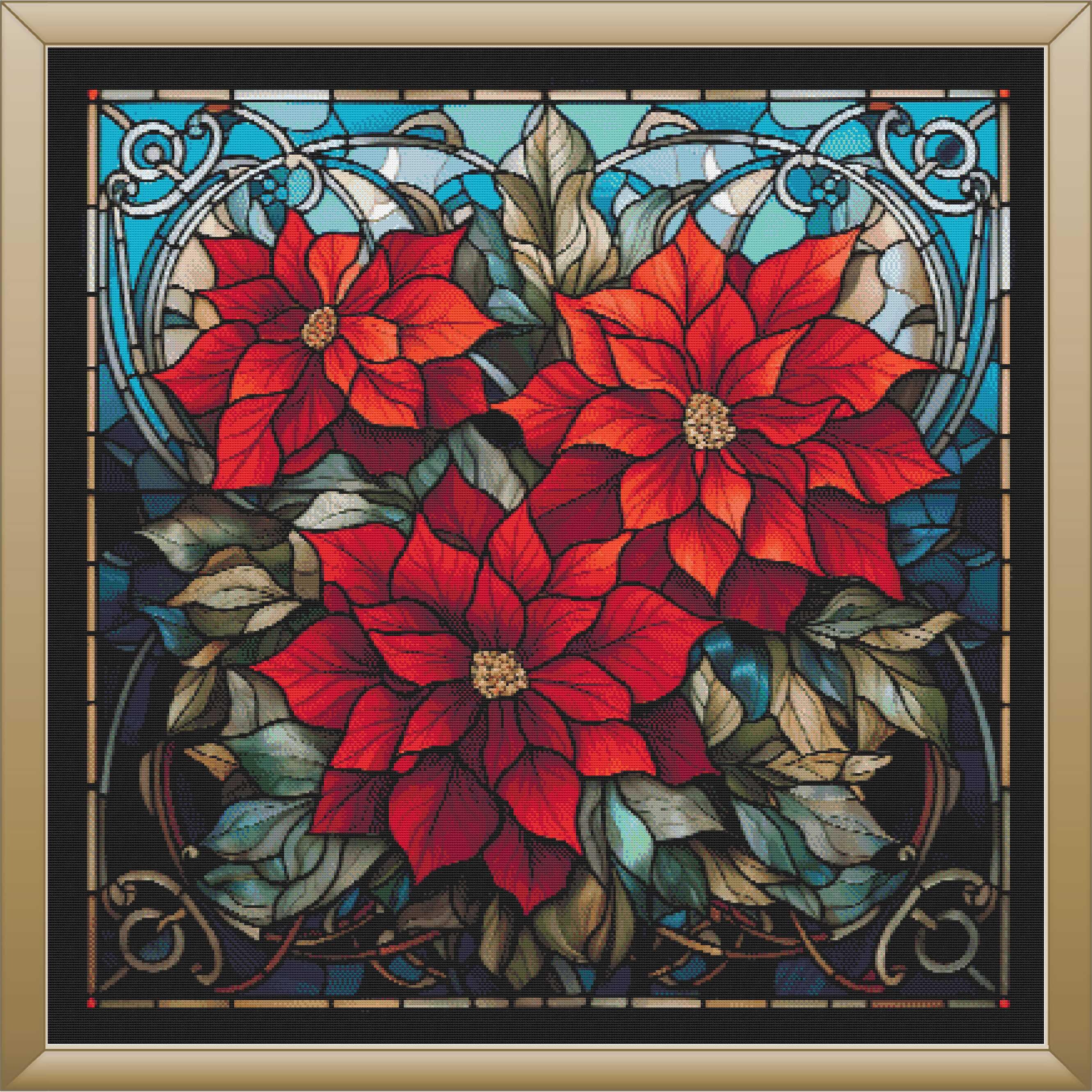 Stained Glass Art Deco Poinsettias - Digital Download PDF Cross Stitch ...