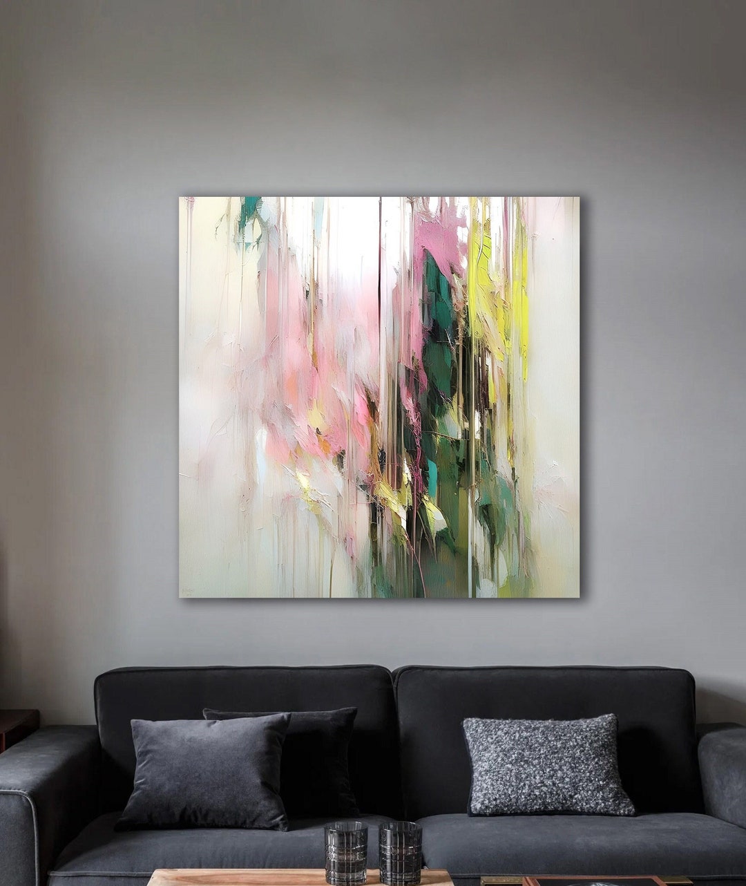 Abstract Art Colorful, Modern Wall Art, Art Print Abstract, Pink Green ...