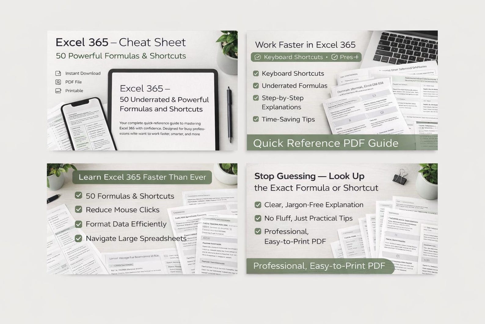 Excel 365 Cheat Sheet 50 Powerful Formulas and Shortcuts Quick ...