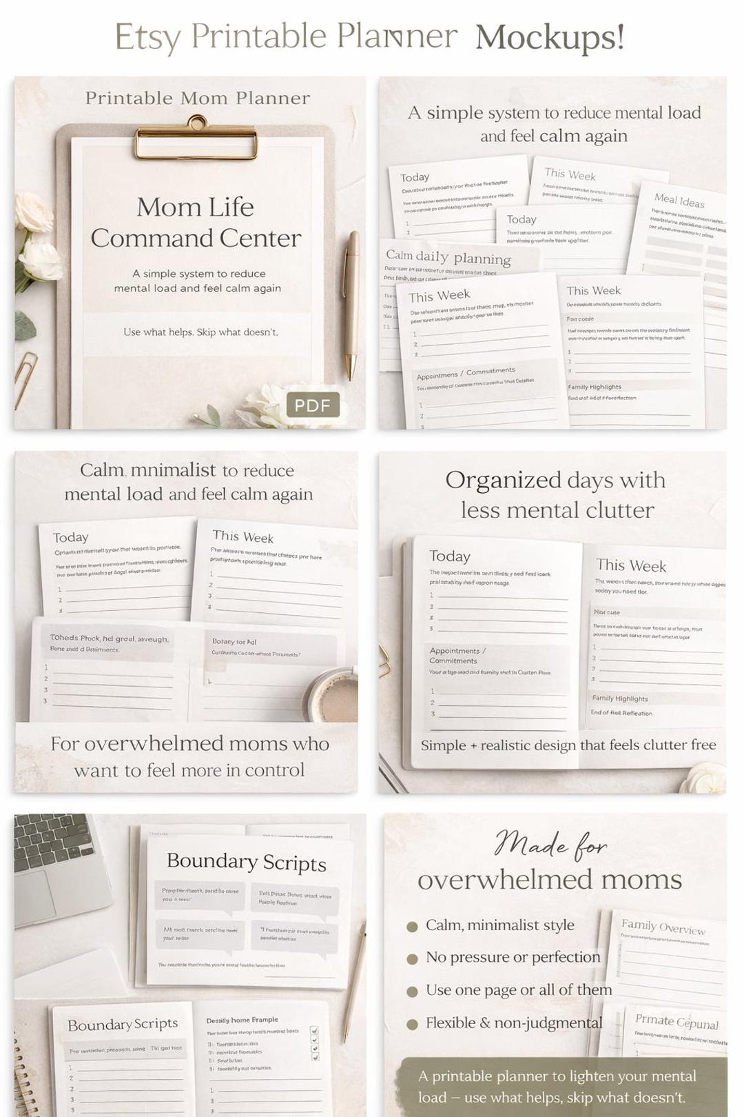 Mom Life Command Center Printable Planner for Overwhelmed Moms Calm ...