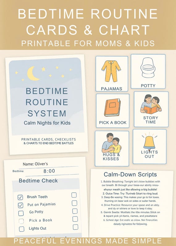 Bedtime Routine Cards For Kids
