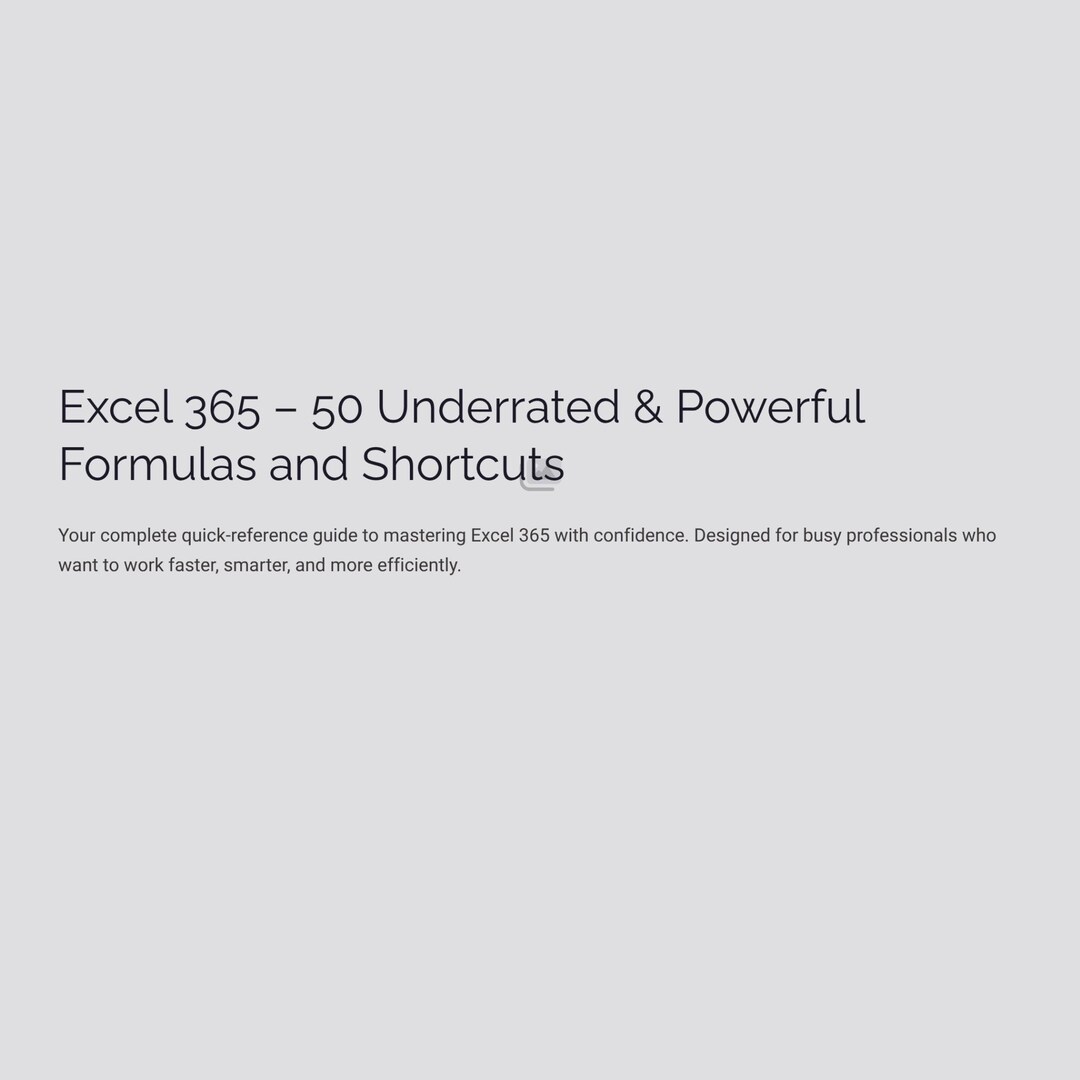 Excel 365 Cheat Sheet 50 Powerful Formulas and Shortcuts Quick ...