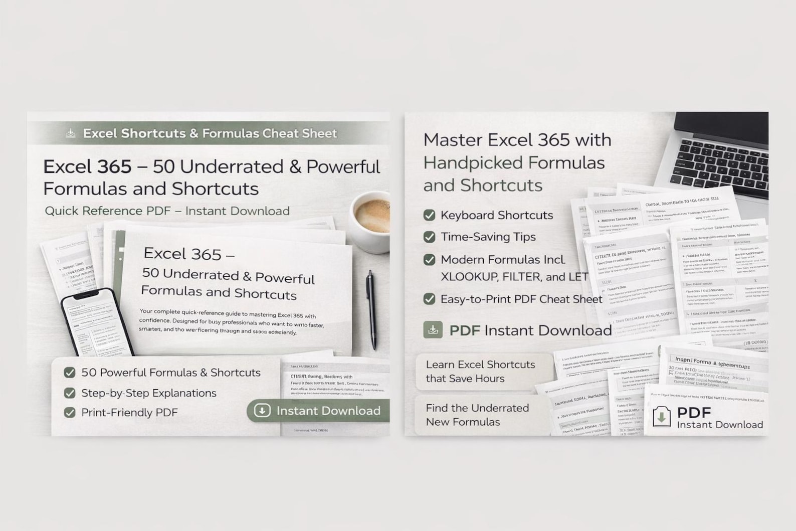Excel 365 Cheat Sheet 50 Powerful Formulas and Shortcuts Quick ...