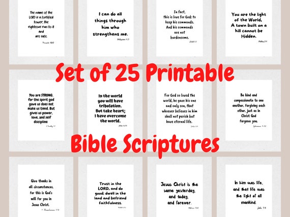 Digital Print Bible Verse Set 25 Verses 5 Printable Sizes - Etsy