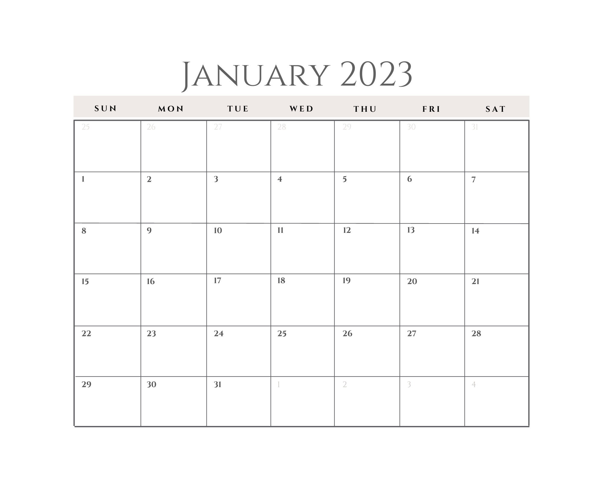 2023 Calendar Simple/minimalistic Digital Print - Etsy