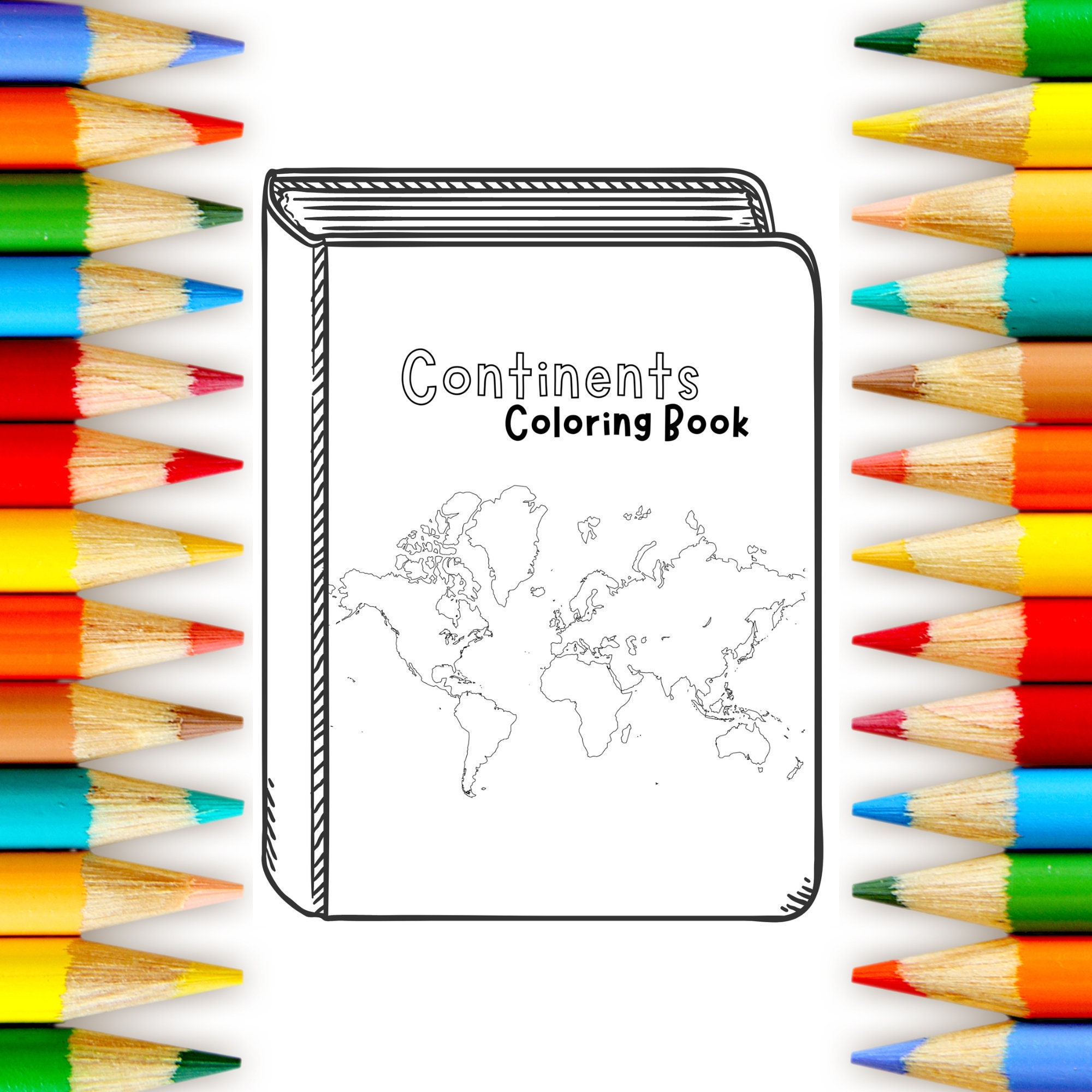 Continents Coloring Book - Digital Print - Etsy