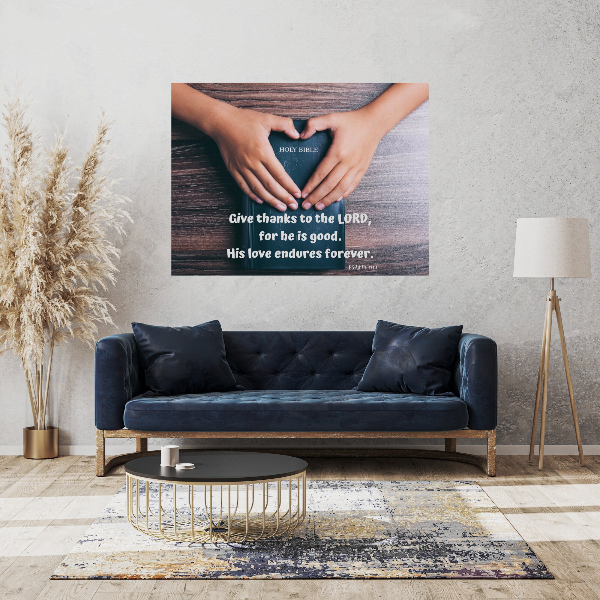 Christian Wall Art - PSALMS 136:1 - Digital Print - Bible Verse - Home ...