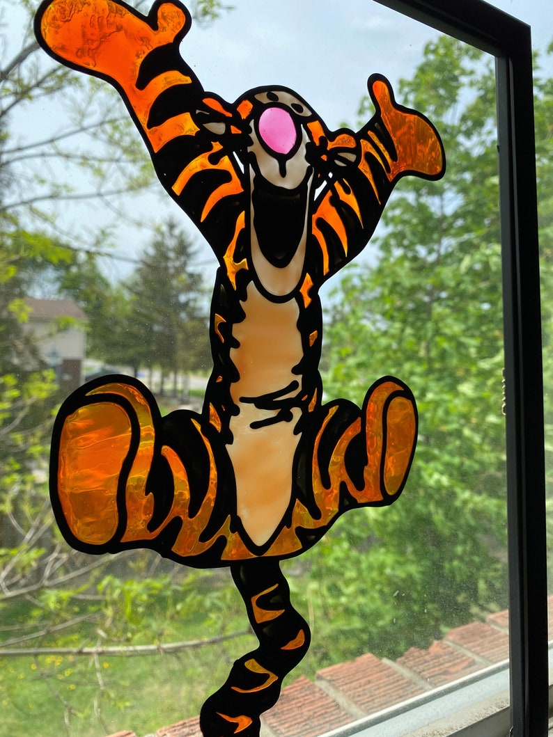 Bouncing Tigger Stained Glass Painting - Etsy