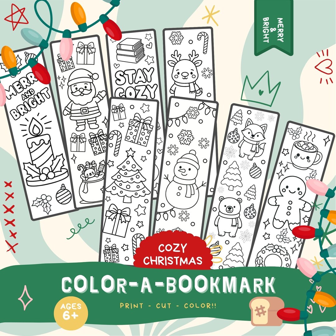 Christmas Bookmark Color Page - Printable Page Bold Easy Coloring Pages ...