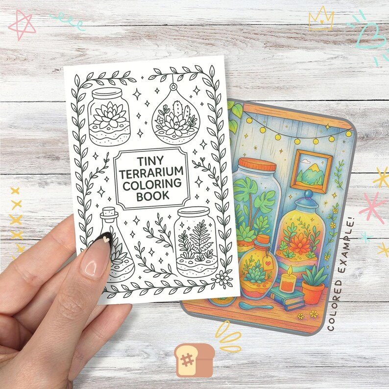 Terrarium Mini Coloring Book - Print and Assemble Book Kit Simple ...