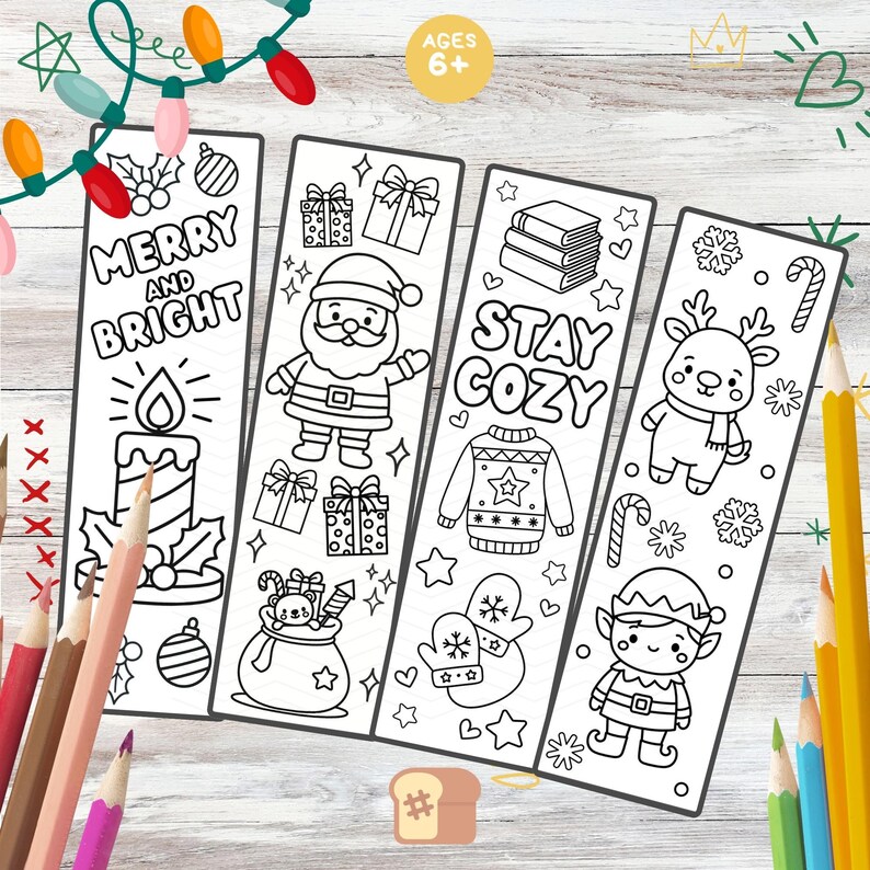 Christmas Bookmark Color Page - Printable Page Bold Easy Coloring Pages ...