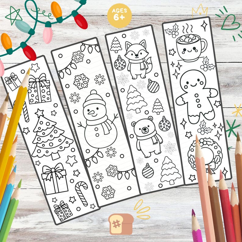 Christmas Bookmark Color Page - Printable Page Bold Easy Coloring Pages ...