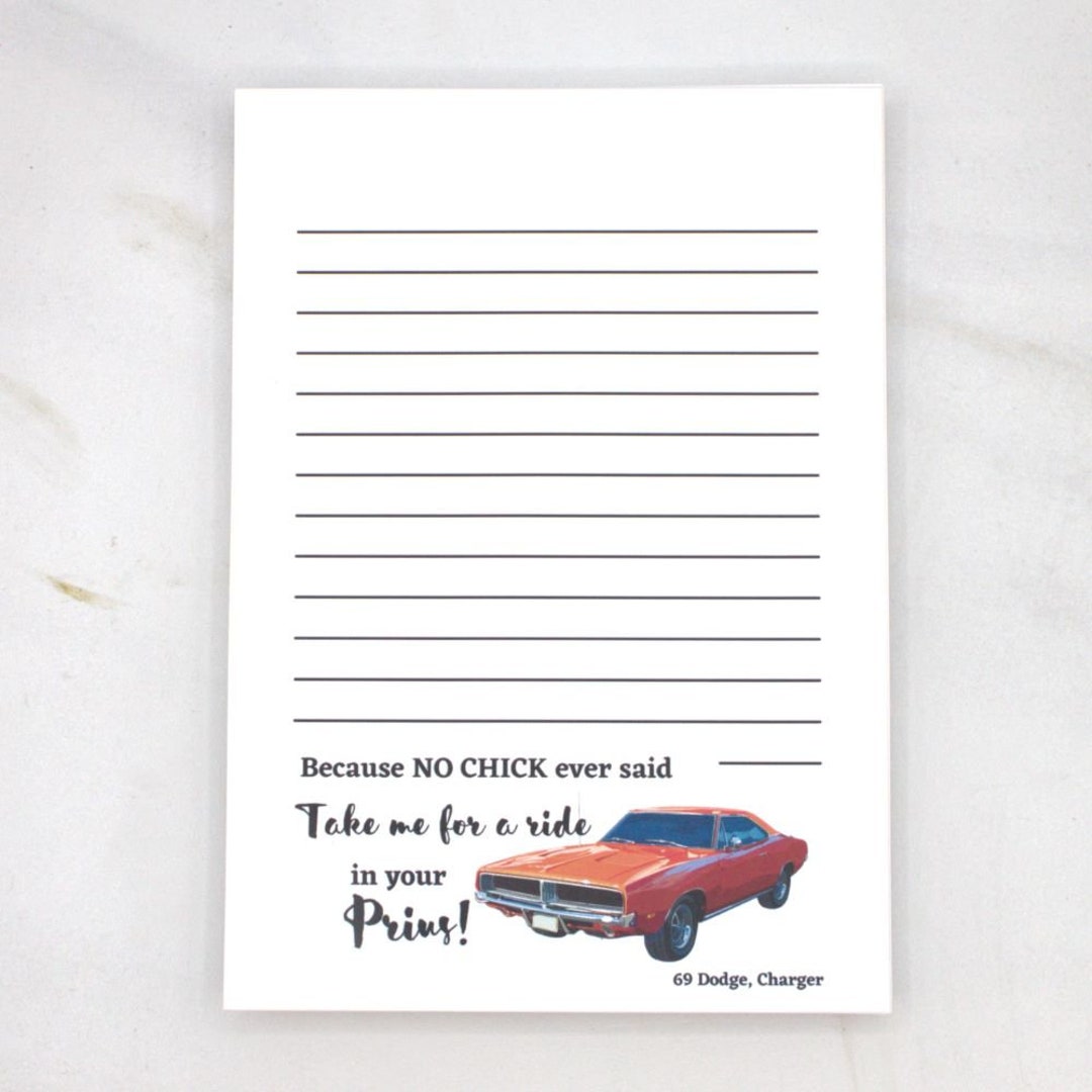 Dodge Charger Vintage Muscle Car Memo Notepad, 5x7 Notepad, Memo Pad ...
