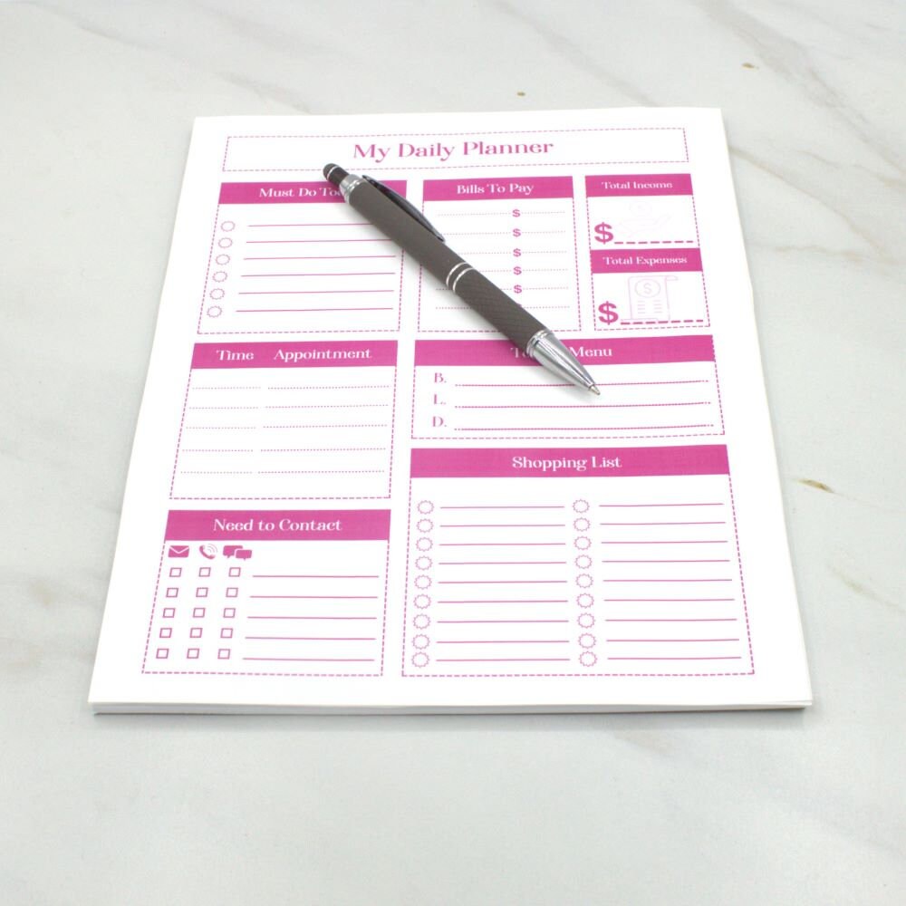 Daily Planner Pad pink Agenda Notepad 8x10 Notepad - Etsy
