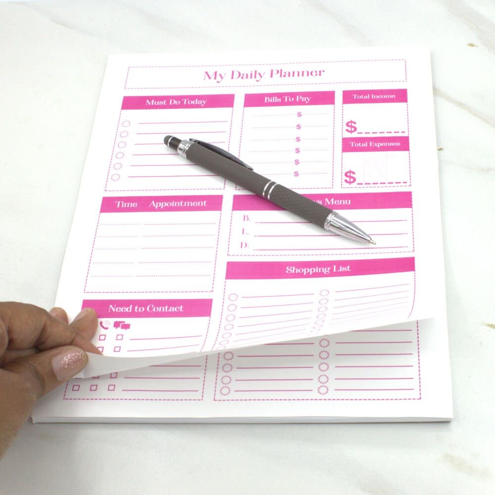 Daily Planner Pad pink Agenda Notepad 8x10 Notepad - Etsy