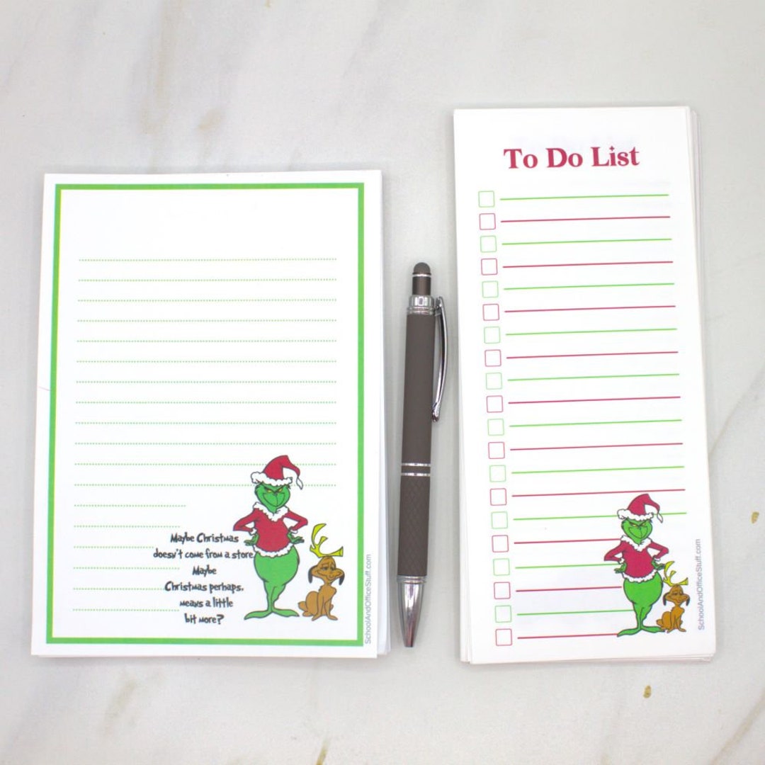 Grinch Stationery Bundle, Notepad, Checklist Pad, Memo Pad ...