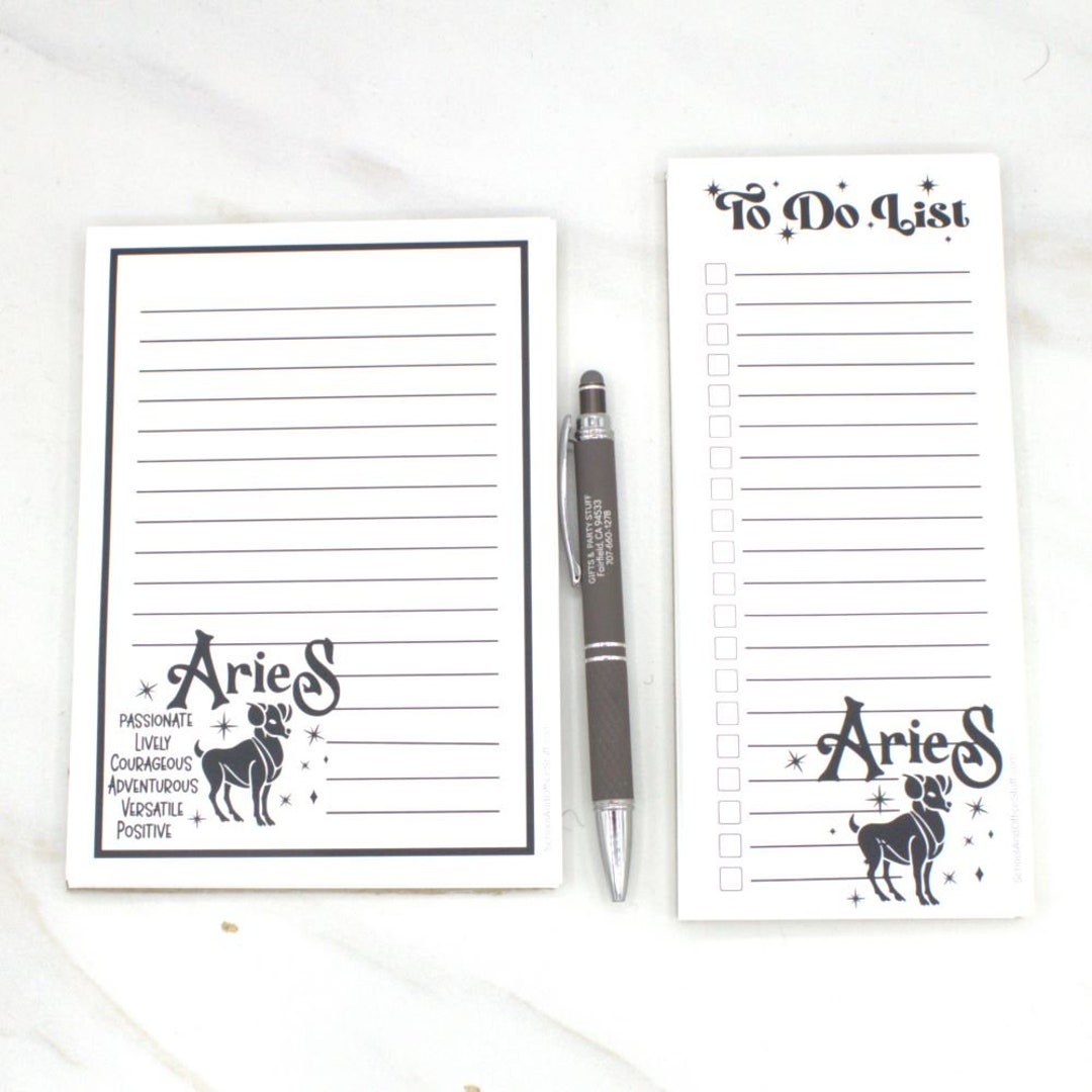 Aries Zodiac Notepad Set, Zodiac Memo Notepad, 5x7 Notepad and 3.5x8 ...